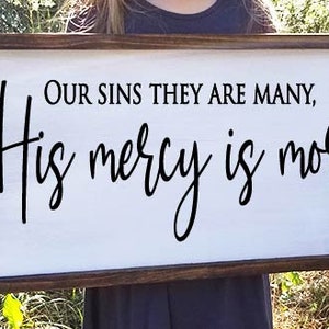Our Sins They Are Many His Mercy is More Hymn Lyrics Framed Farmhouse ...