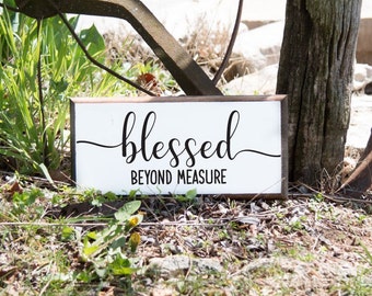 Blessed Beyond Measure, Script Font, Modern Farmhouse, Wood Sign Design ...