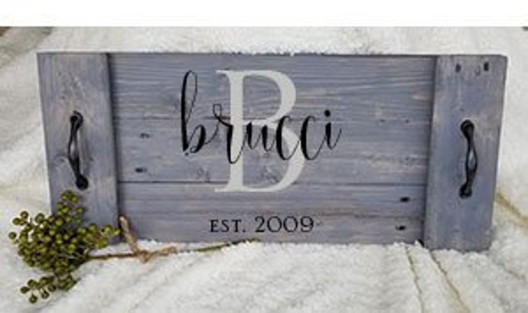 Personalized Wood Tray Family Name Anniversary Date Serving Wood Tray ...