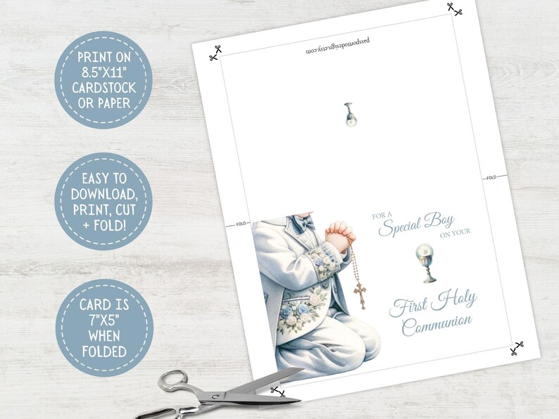 Printable First Holy Communion Card for Boys, Catholic Sacrament ...