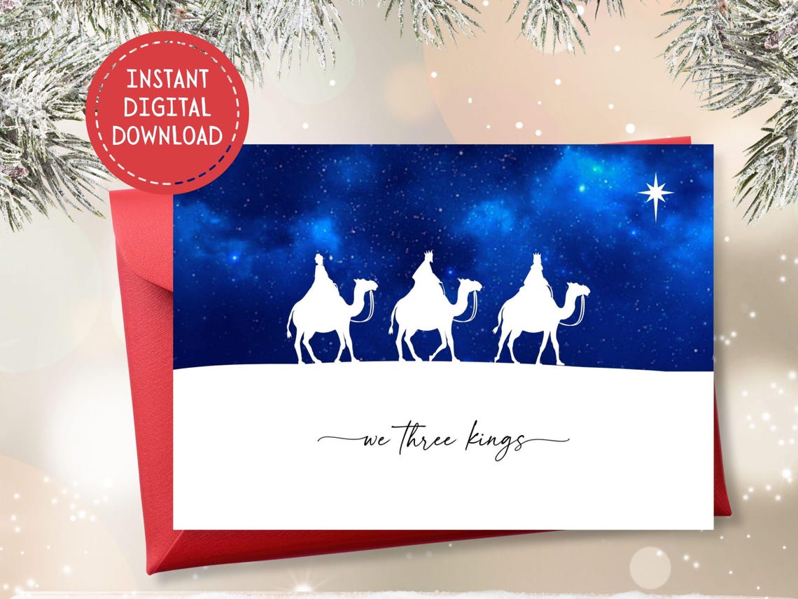 We Three Kings Day Printable Card, Instant Download, 7x5, Feast of the ...