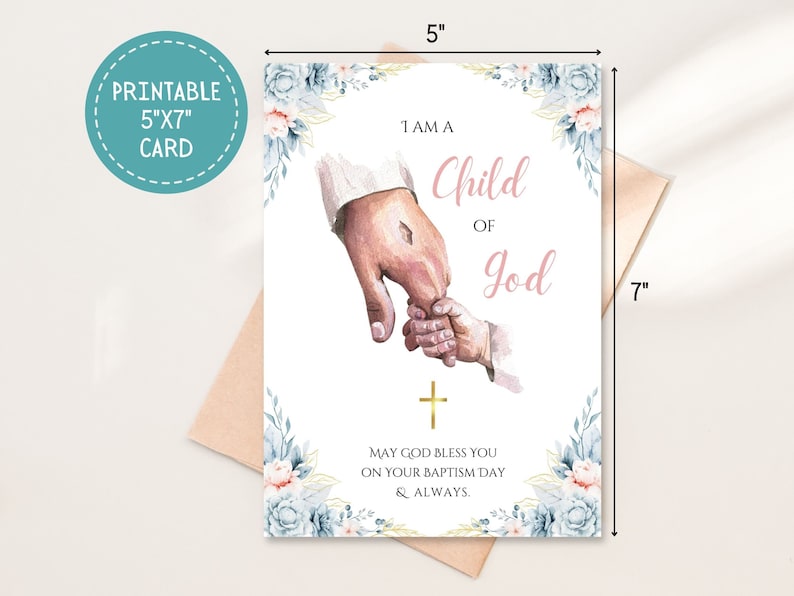 Printable Baptism Card, Child of God Card, Digital Download, Girl ...