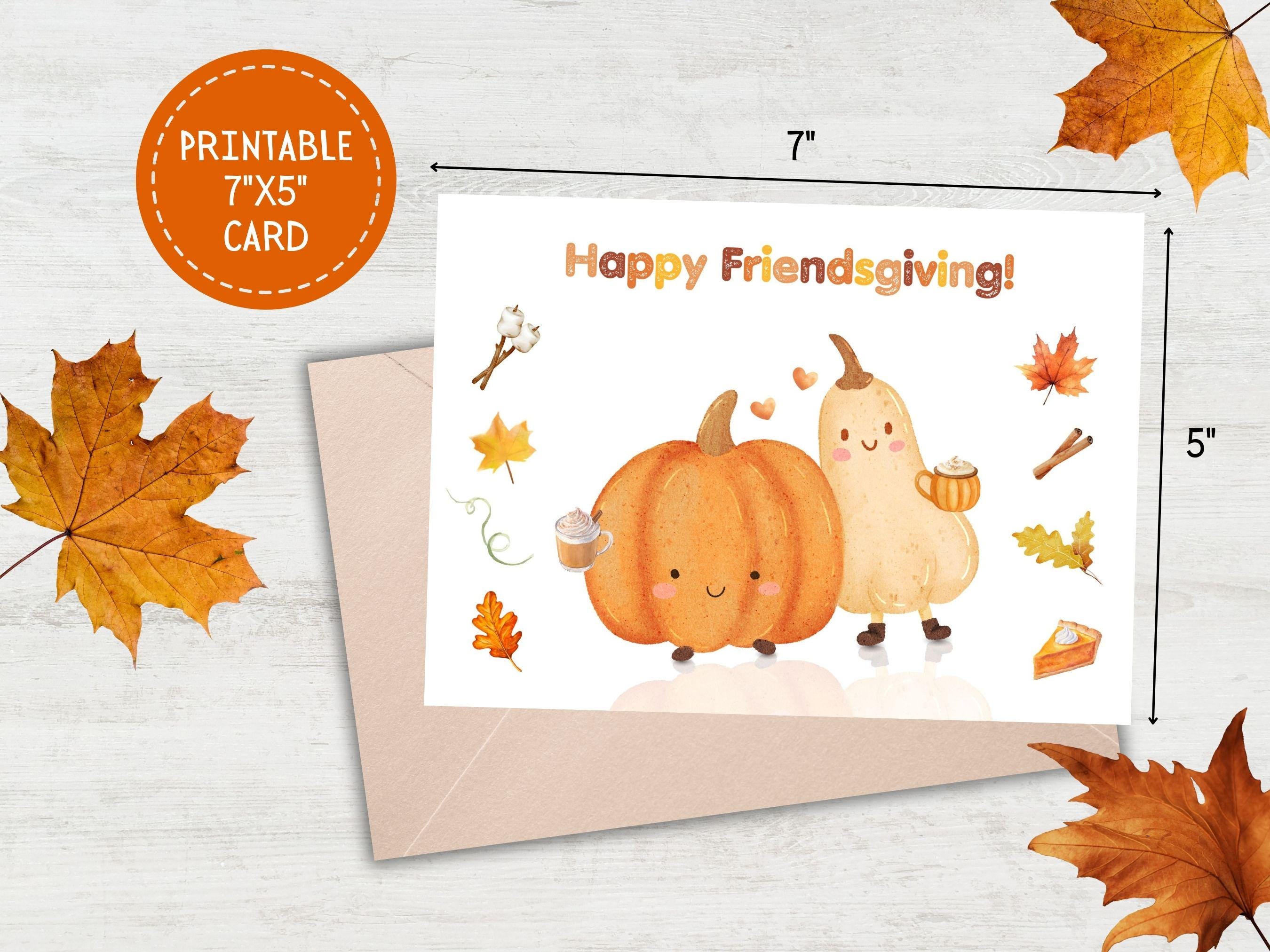 Happy Friendsgiving Printable Thanksgiving Greeting Card, Cute ...