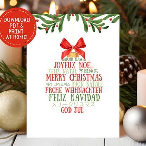 Printable Merry Christmas in 11 Languages Greeting Card, Digital ...