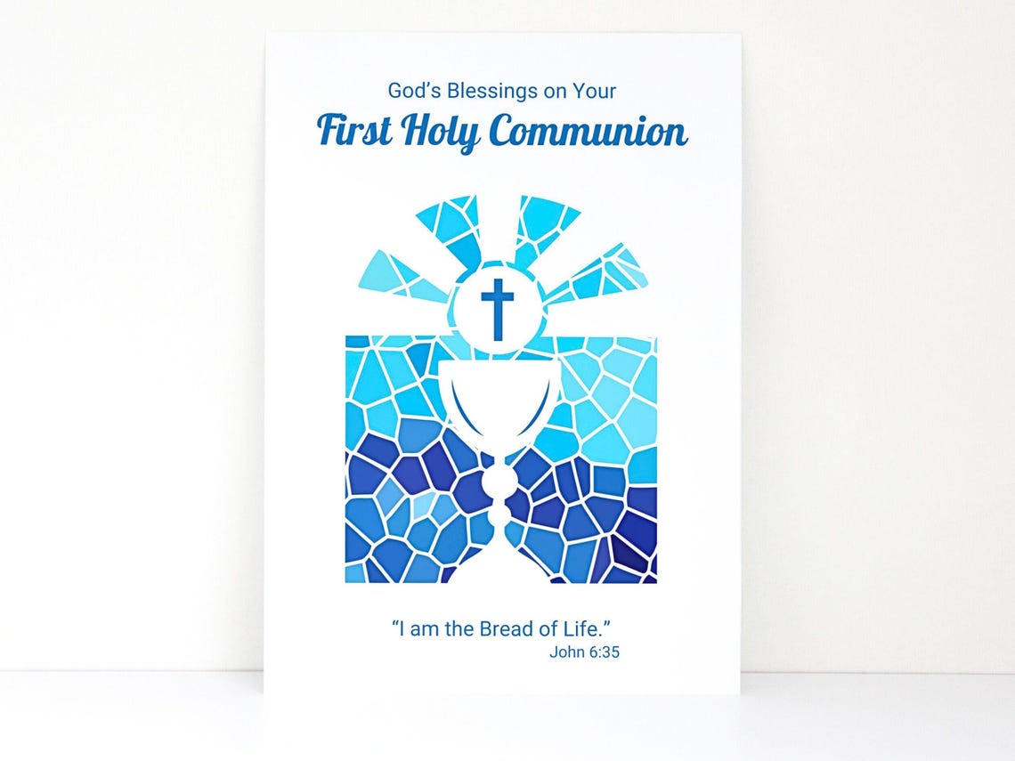 Printable First Holy Communion Card, God's Blessings, Instant Digital ...