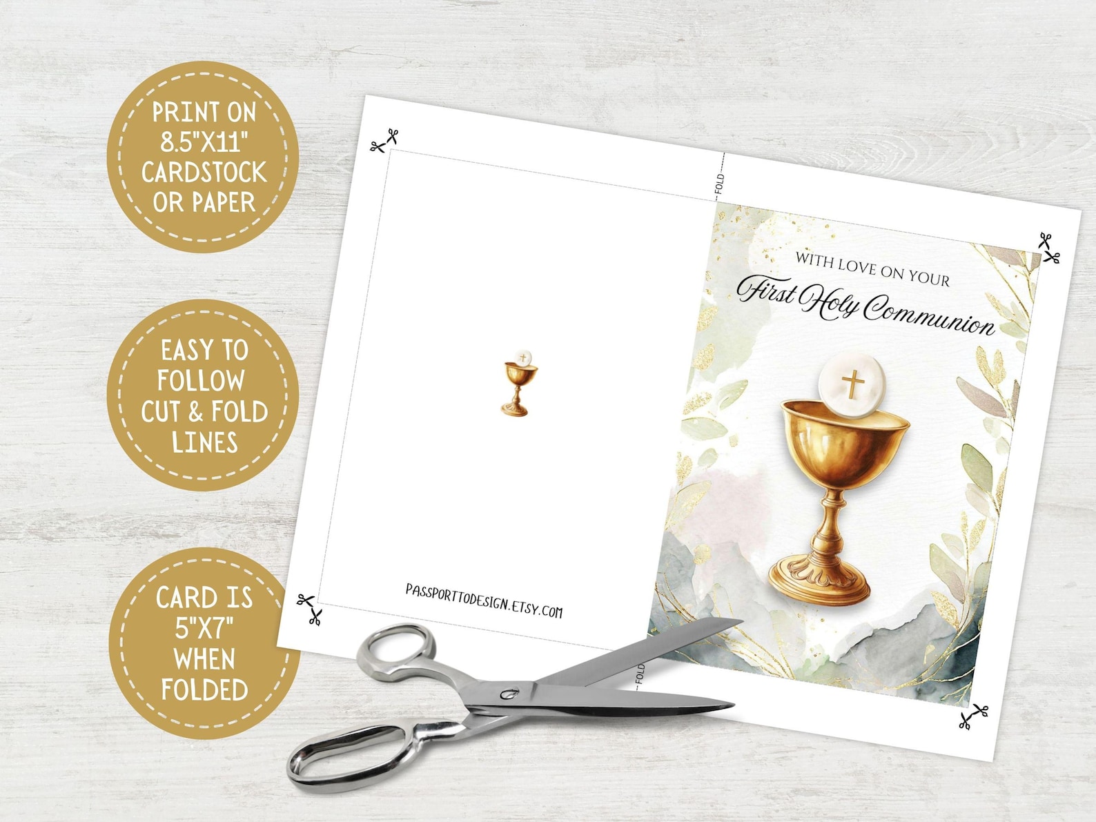 Printable Catholic First Holy Communion Card, Instant Digital Download ...