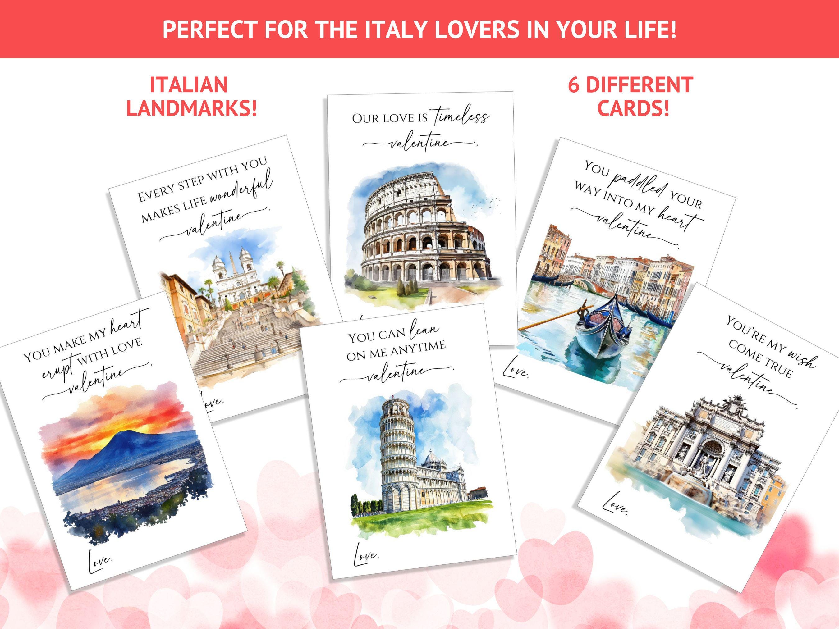 Italy Lovers Printable Valentine's Day Cards, 2.75"x3.75", Instant ...