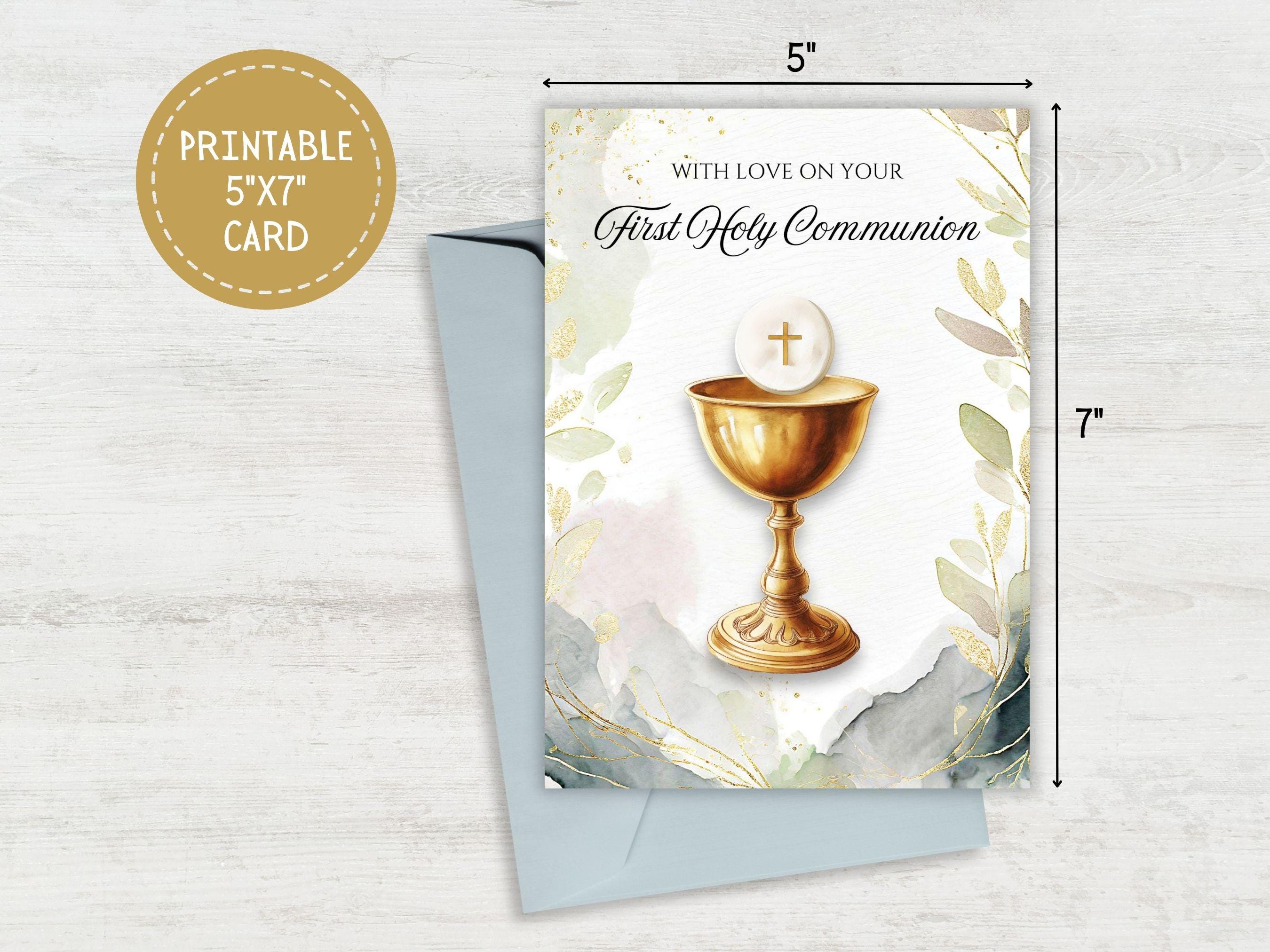 Printable Catholic First Holy Communion Card, Instant Digital Download ...