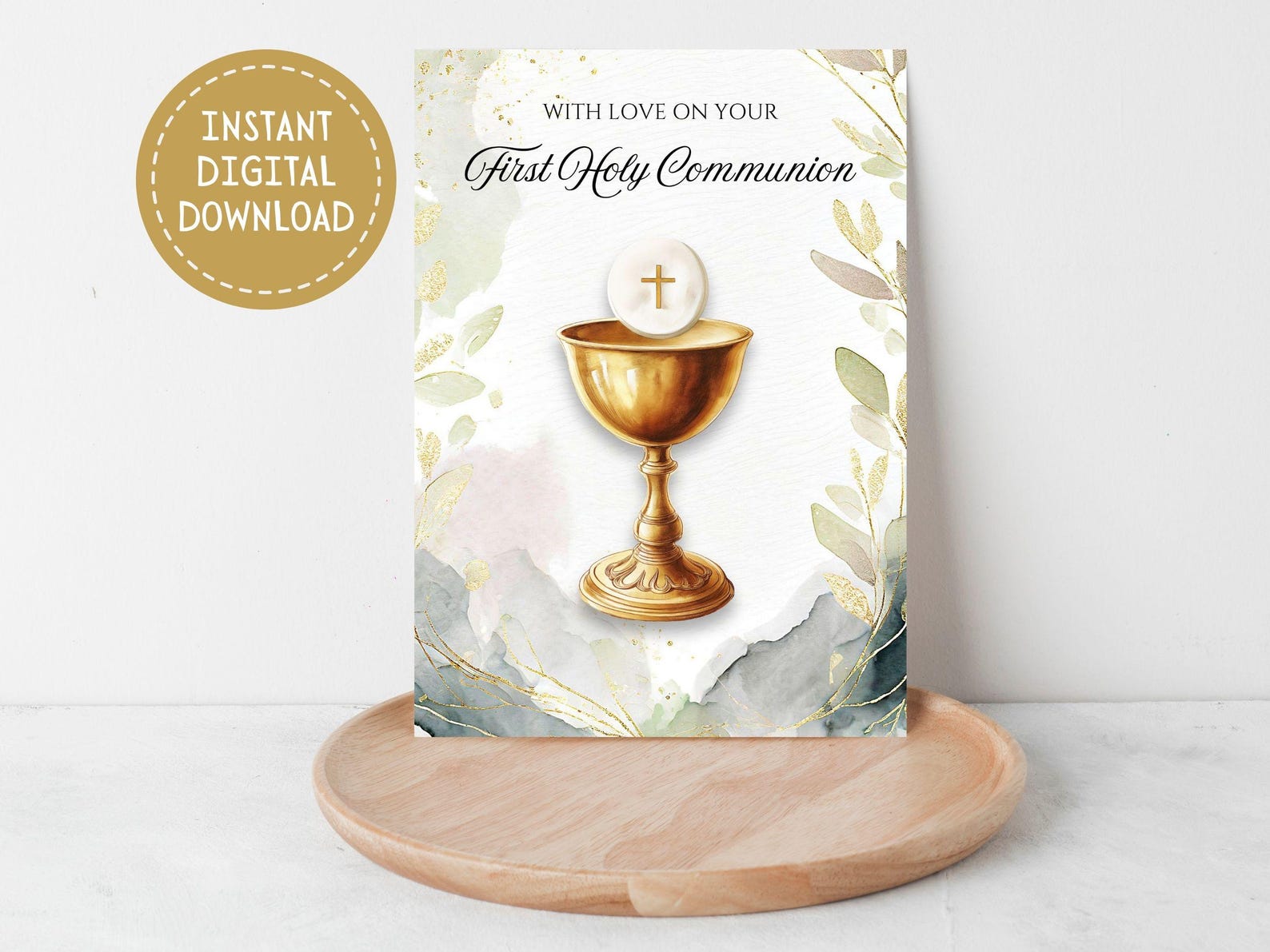 Printable Catholic First Holy Communion Card, Instant Digital Download ...