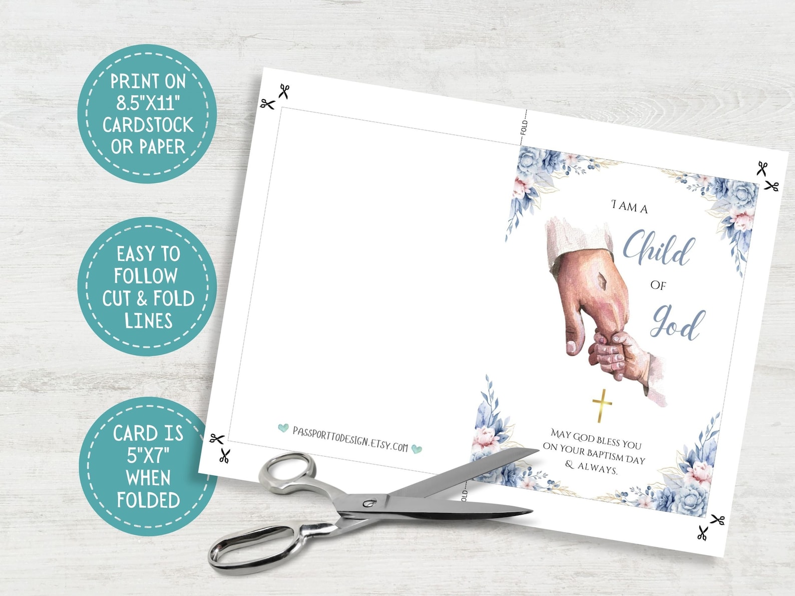 Printable Baptism Card, Child of God Card, Digital Download, Boy ...