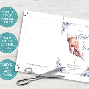 Printable Baptism Card, Child of God Card, Digital Download, Boy ...