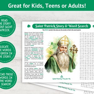 Printable Saint Patrick Story and Word Search, Instant Digital Download ...