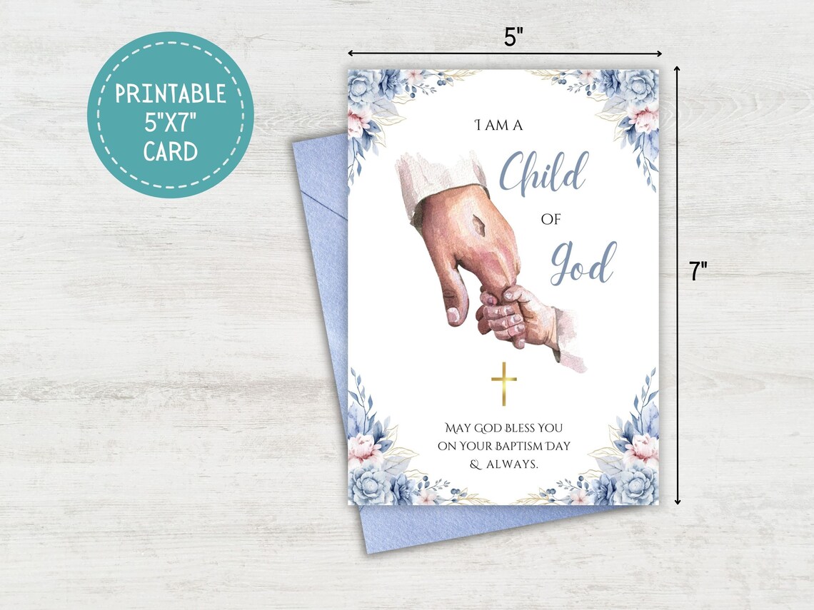 Printable Baptism Card, Child of God Card, Digital Download, Boy ...