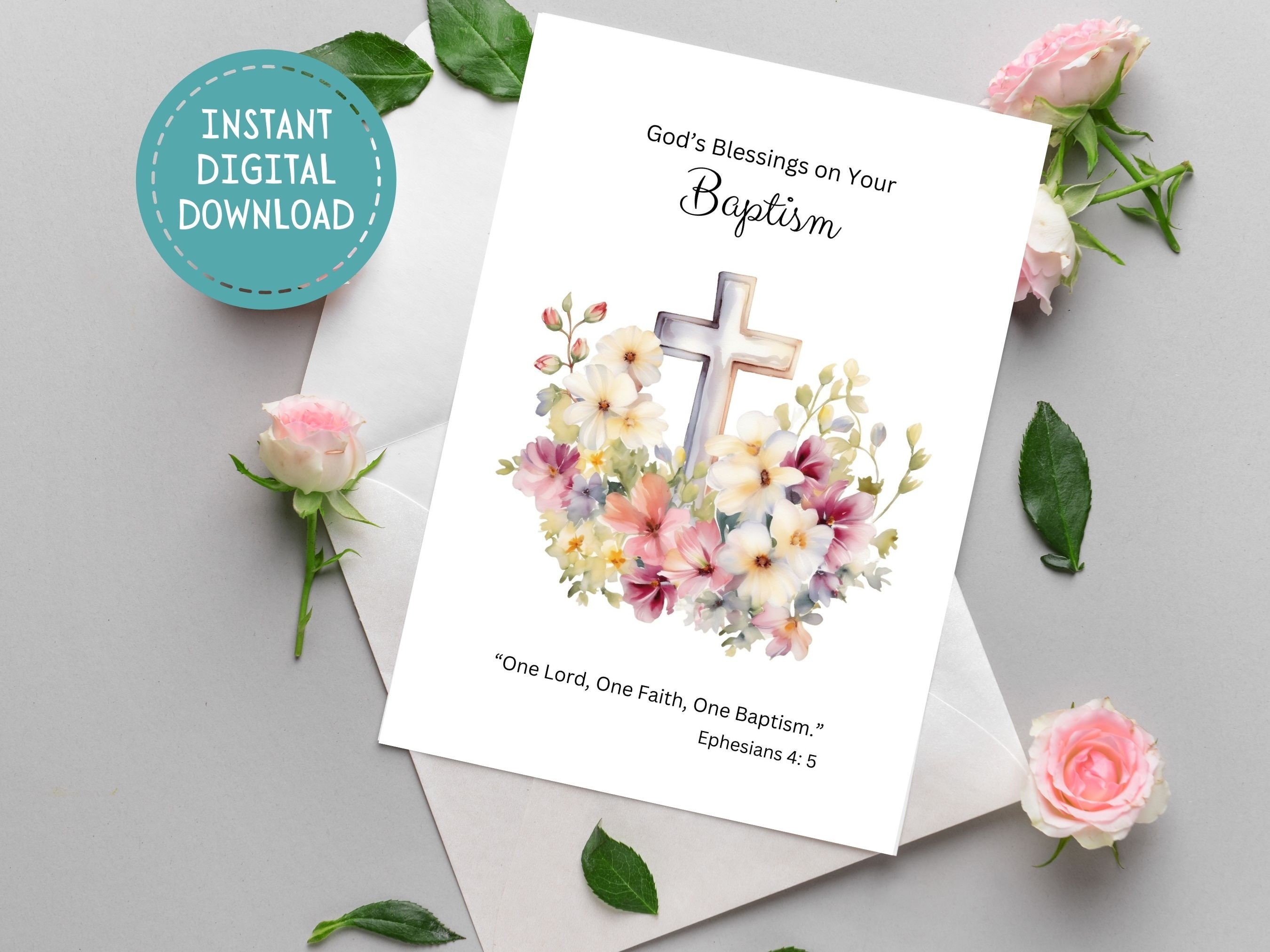 Printable Catholic Baptism Greeting Card for Girls, God's Blessings ...