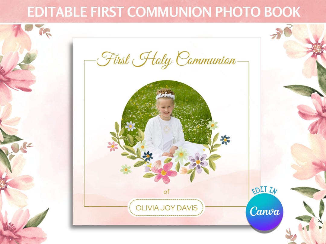 Customizable First Communion 8"x8" Photo Book Template in Canva ...