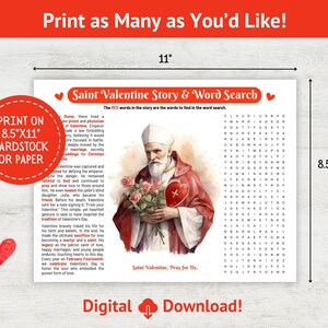 Printable Saint Valentine Story and Word Search, Instant Digital ...