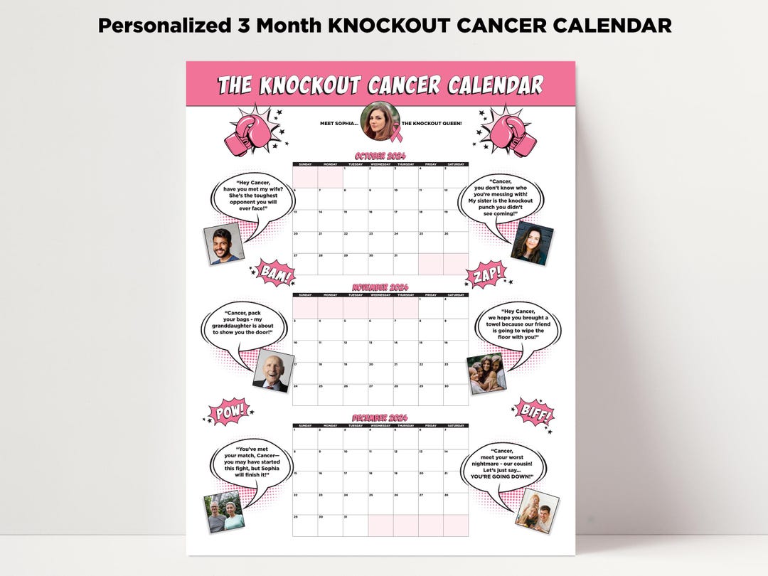 Personalized Printable 3 Month Knockout Cancer Calendar - 22"x28" - Etsy