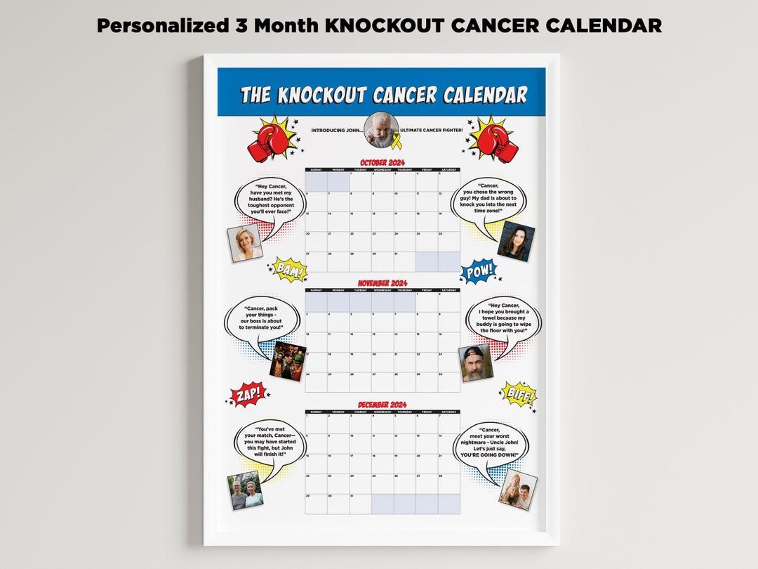 Personalized Printable 3 Month Knockout Cancer Calendar for Men, Women ...