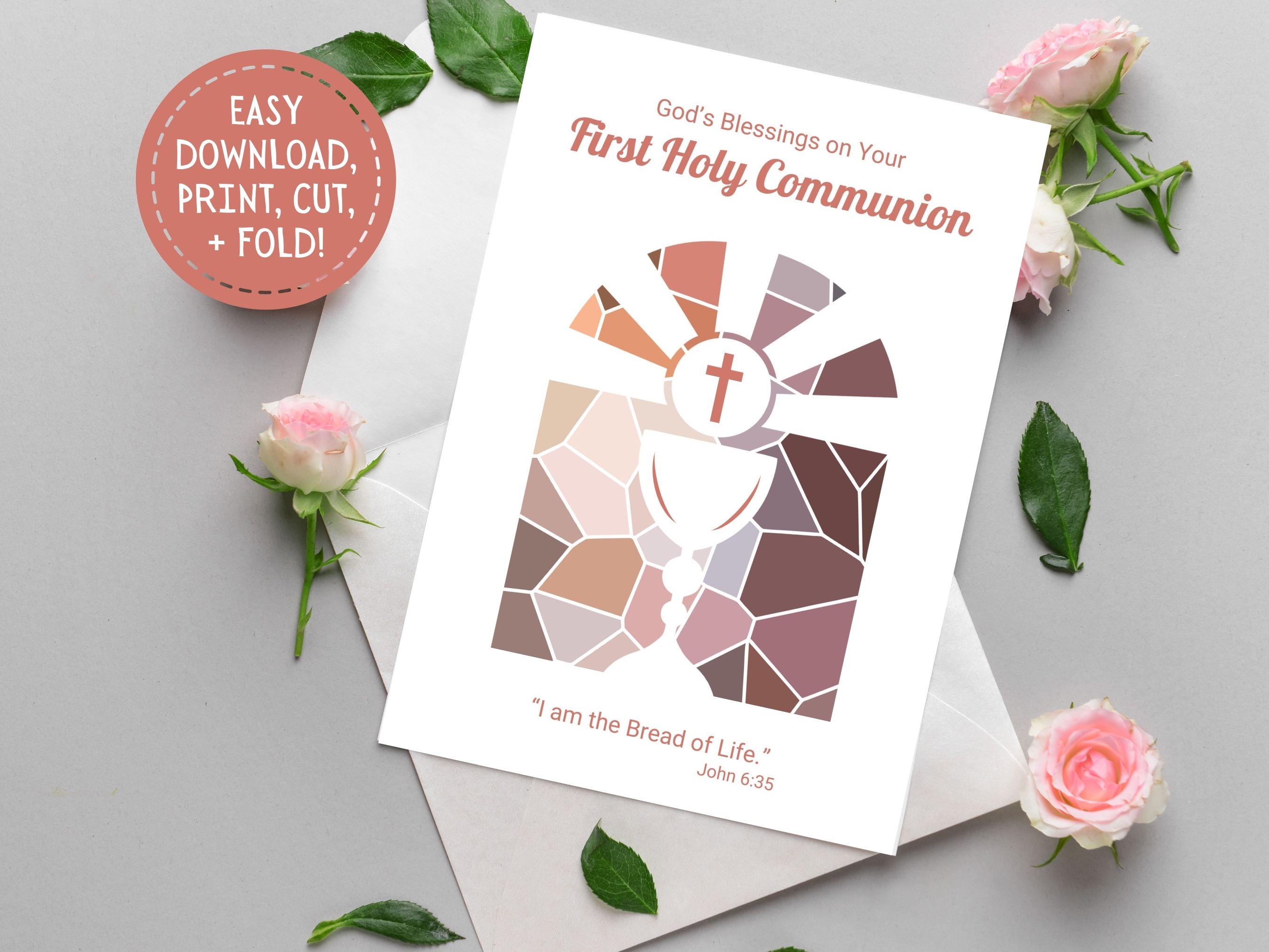Printable First Holy Communion Card, God's Blessings, Instant Digital ...