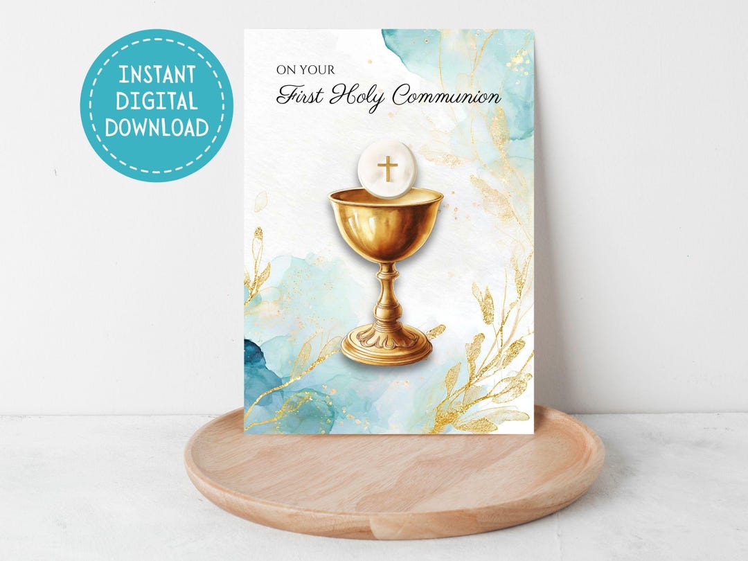 Printable First Holy Communion Card, Instant Digital Download, Holy ...