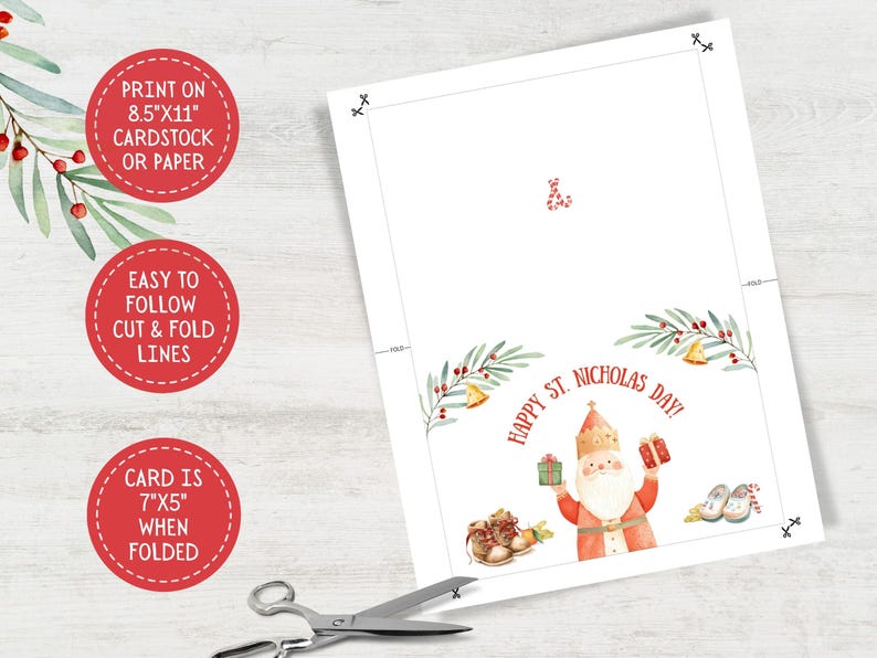 Happy Saint Nicholas Day Printable Watercolor Card, Instant Download ...