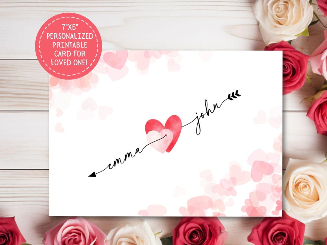 Cupid's Customized Arrow of Love With 2 Names Card – Printable Download ...