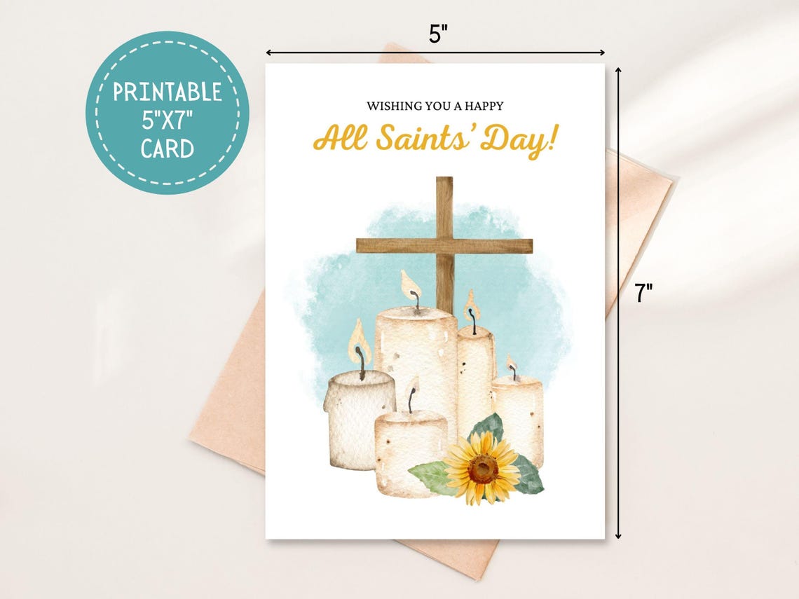 Printable All Saints' Day Card, Digital Download, Catholic Watercolor ...