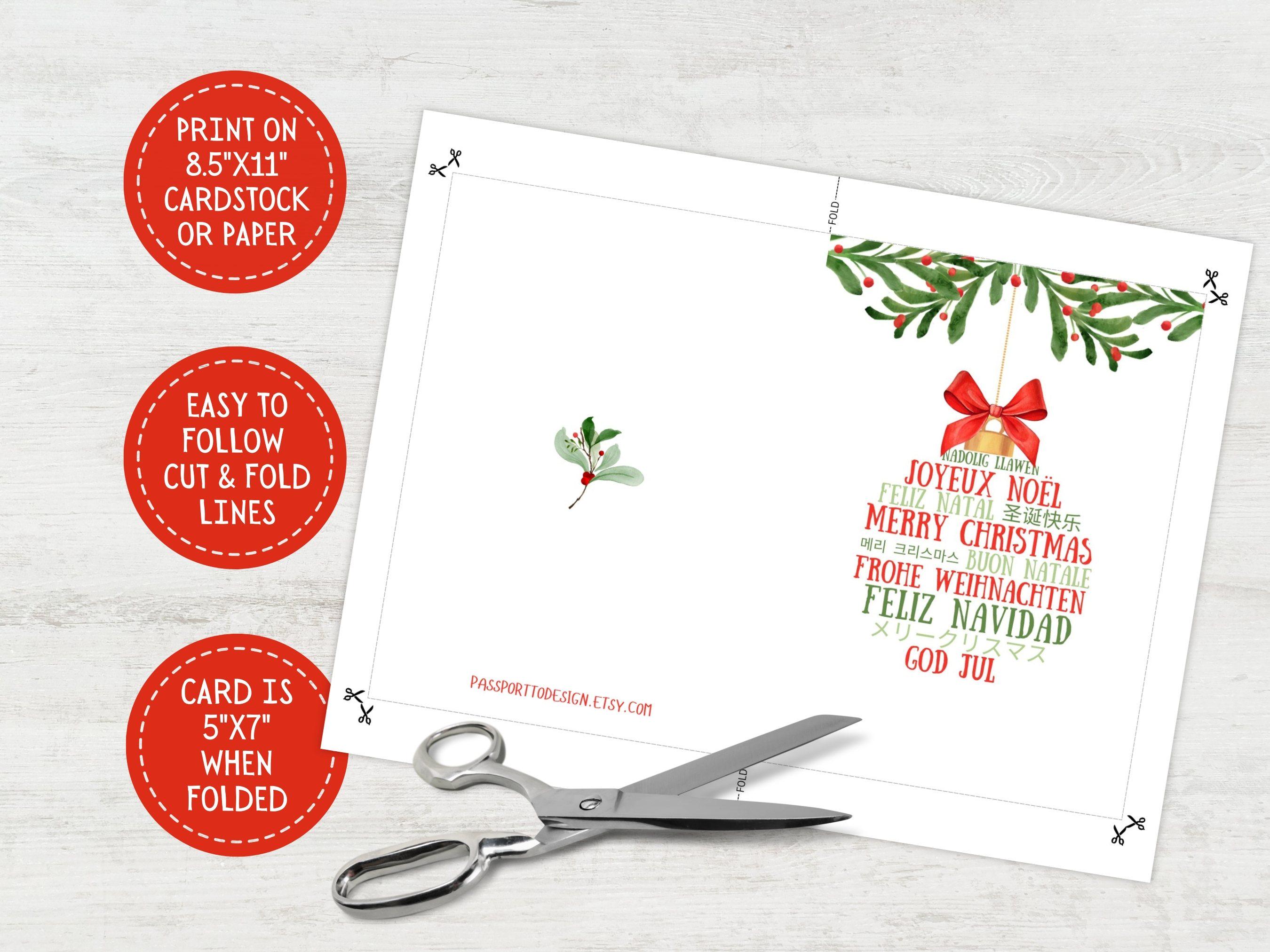 Printable Merry Christmas in 11 Languages Greeting Card, Digital ...