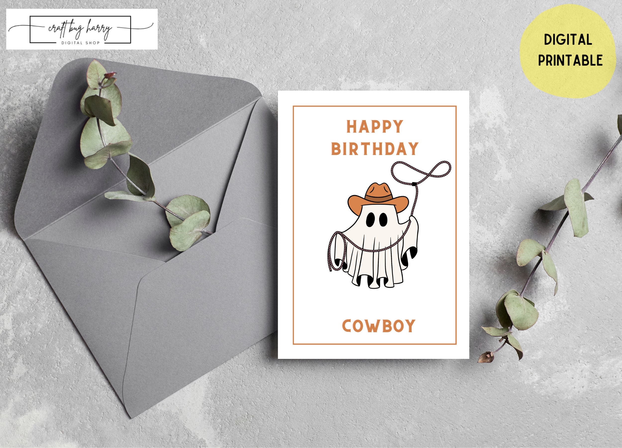 Cowboy Birthday Card | Happy Birthday Cowboy | Funny Ghost Cowboy ...
