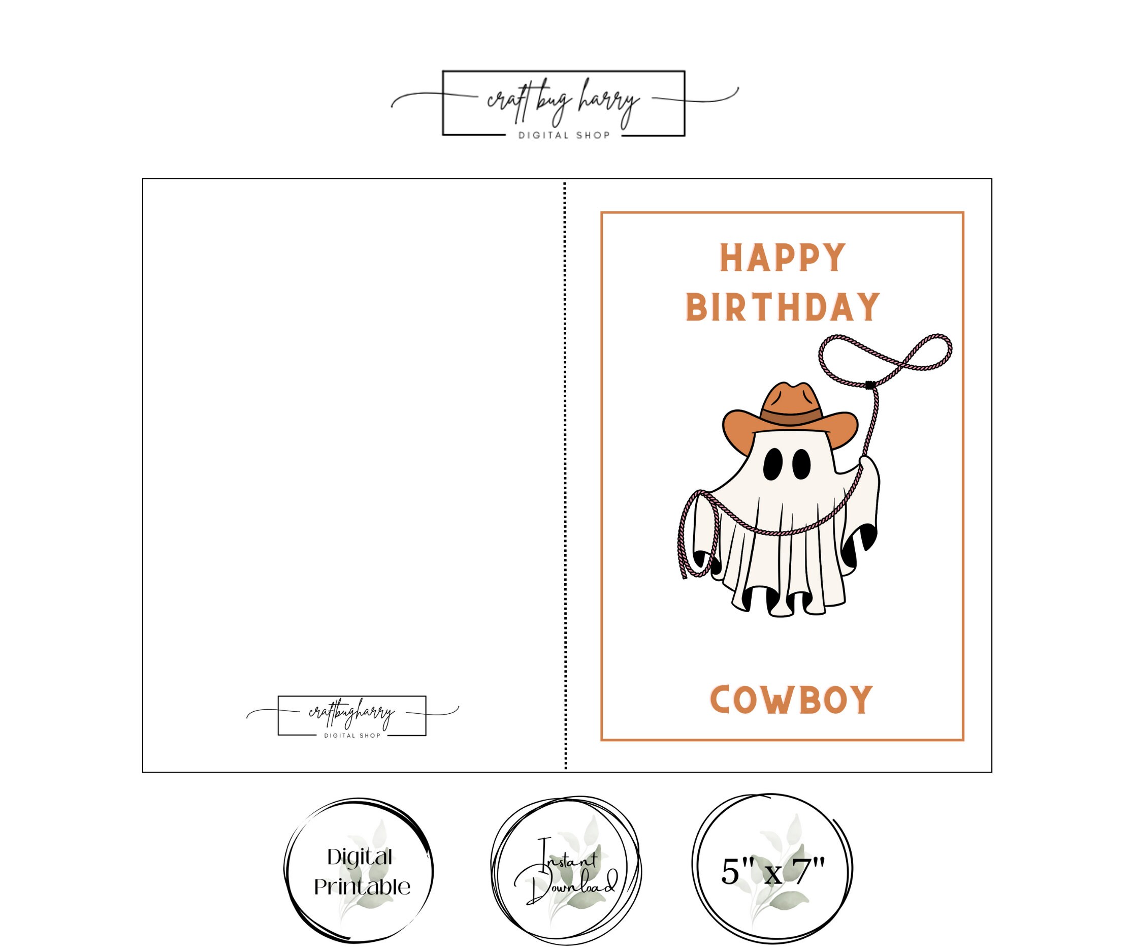 Cowboy Birthday Card | Happy Birthday Cowboy | Funny Ghost Cowboy ...