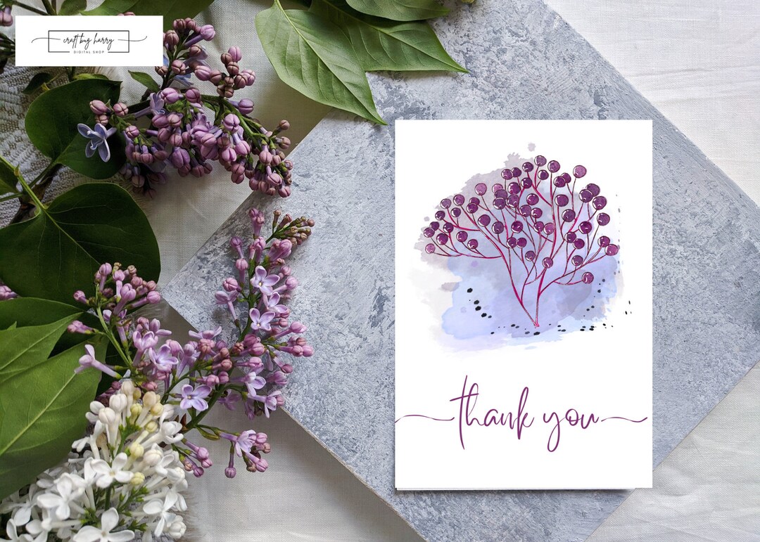 Thank You Printable Foldable Card 5"x7" and 5.5"x4.25" Printable ...