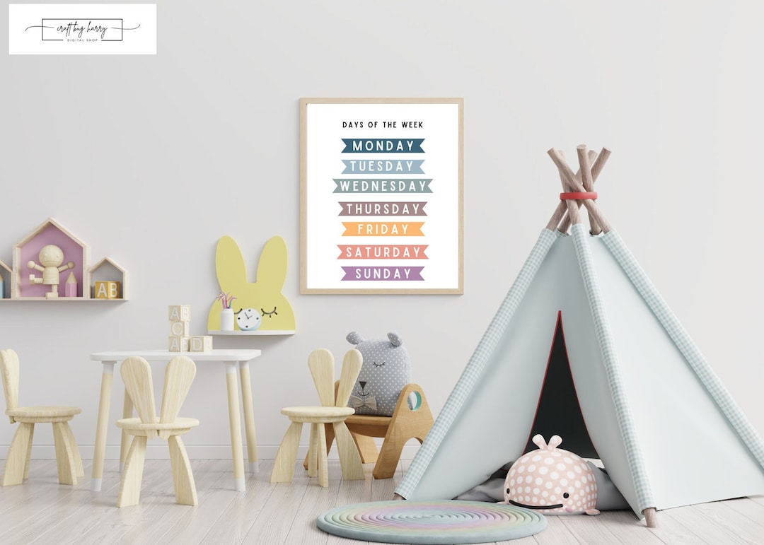 Days of the Week | Classroom Printables | Playroom Wall Art | Learn the ...