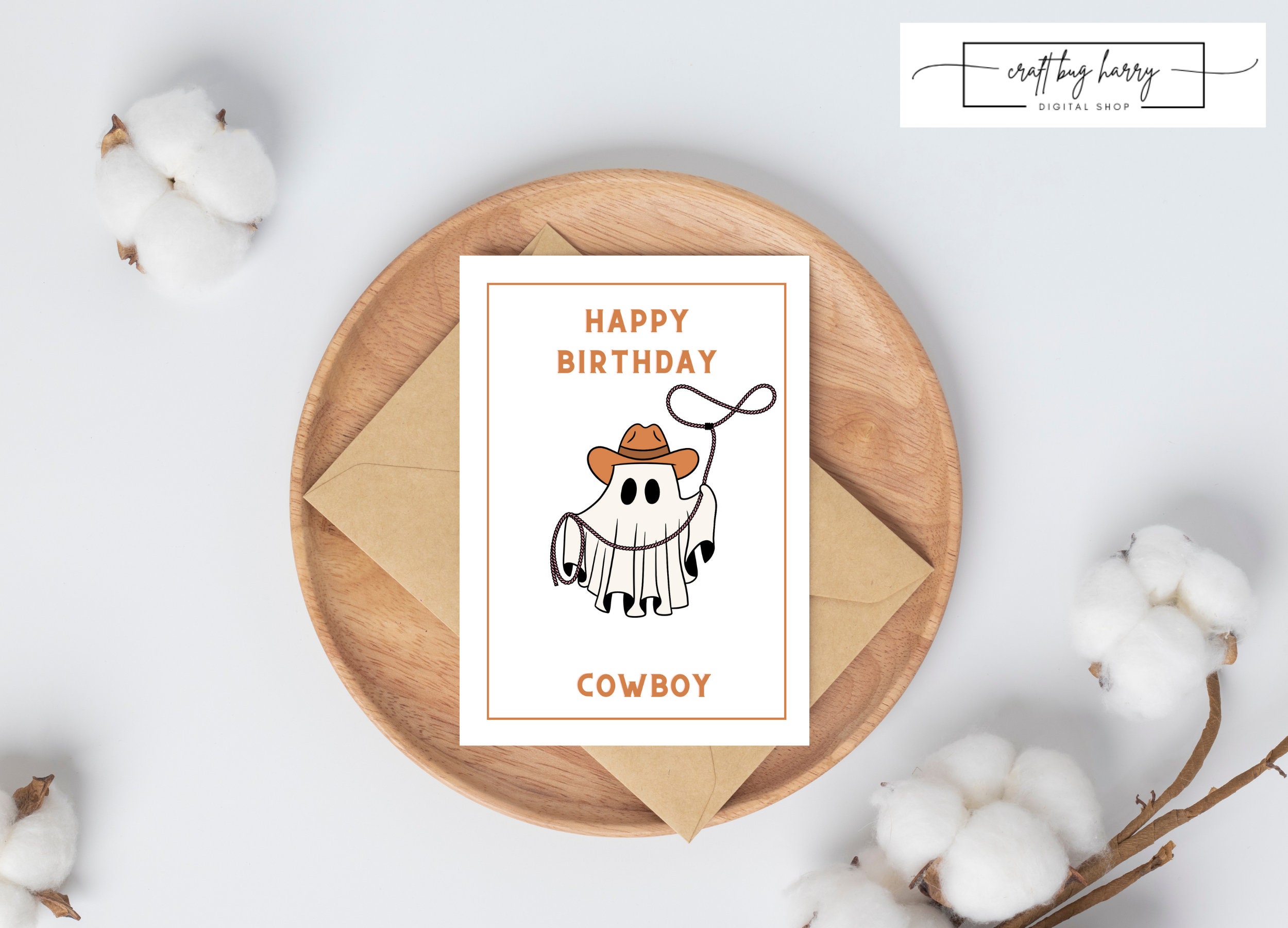 Cowboy Birthday Card | Happy Birthday Cowboy | Funny Ghost Cowboy ...