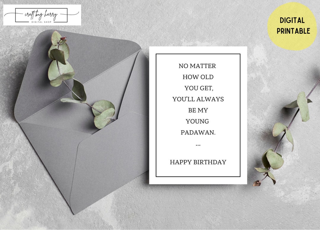 Young Padawan Birthday Card Sibling Birthday Card Star Wars Greeting ...