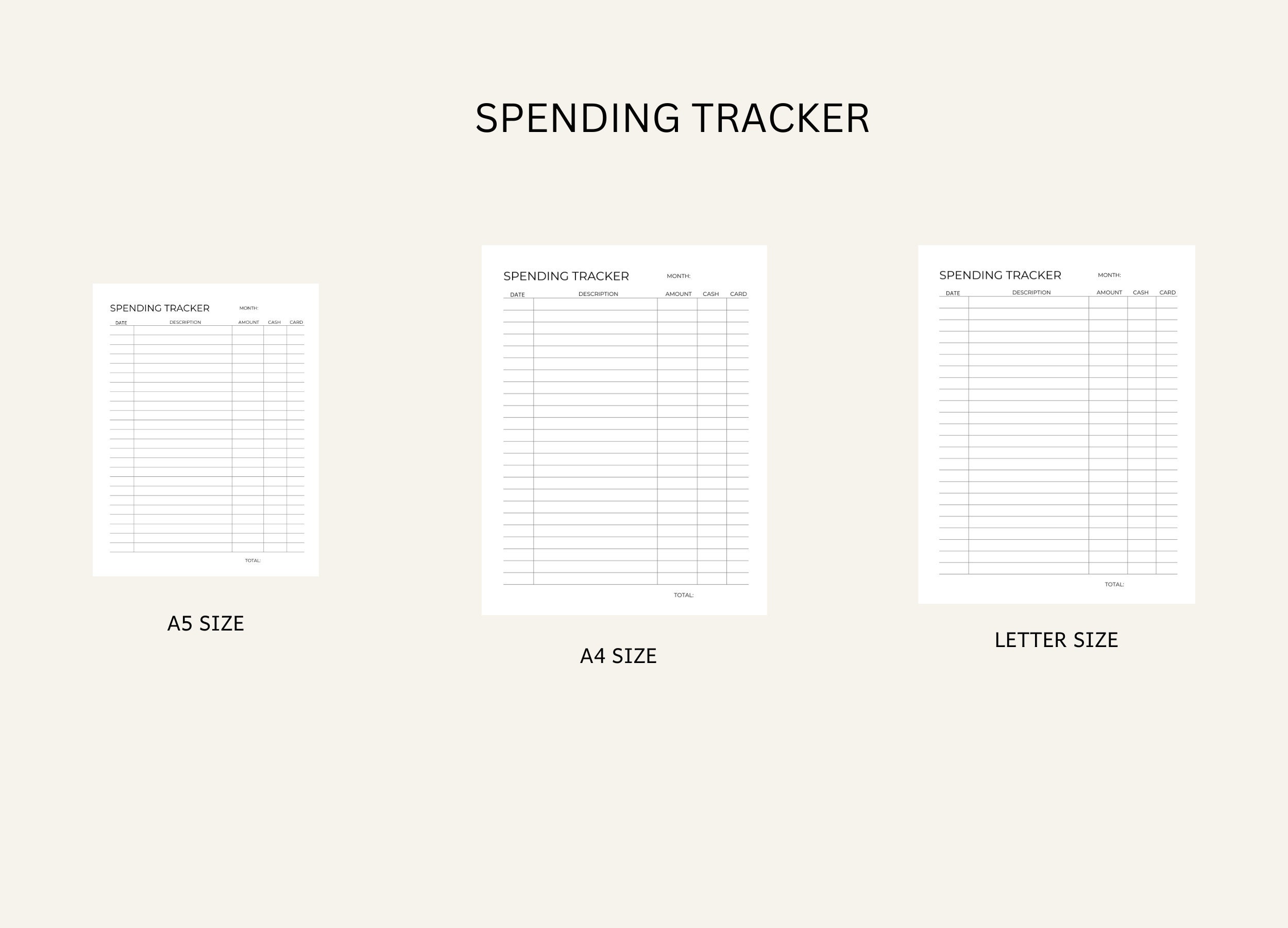 Spending Tracker Printable | Budget Tracker Template | Finance Overview ...