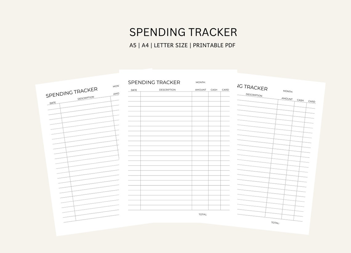 Spending Tracker Printable | Budget Tracker Template | Finance Overview ...