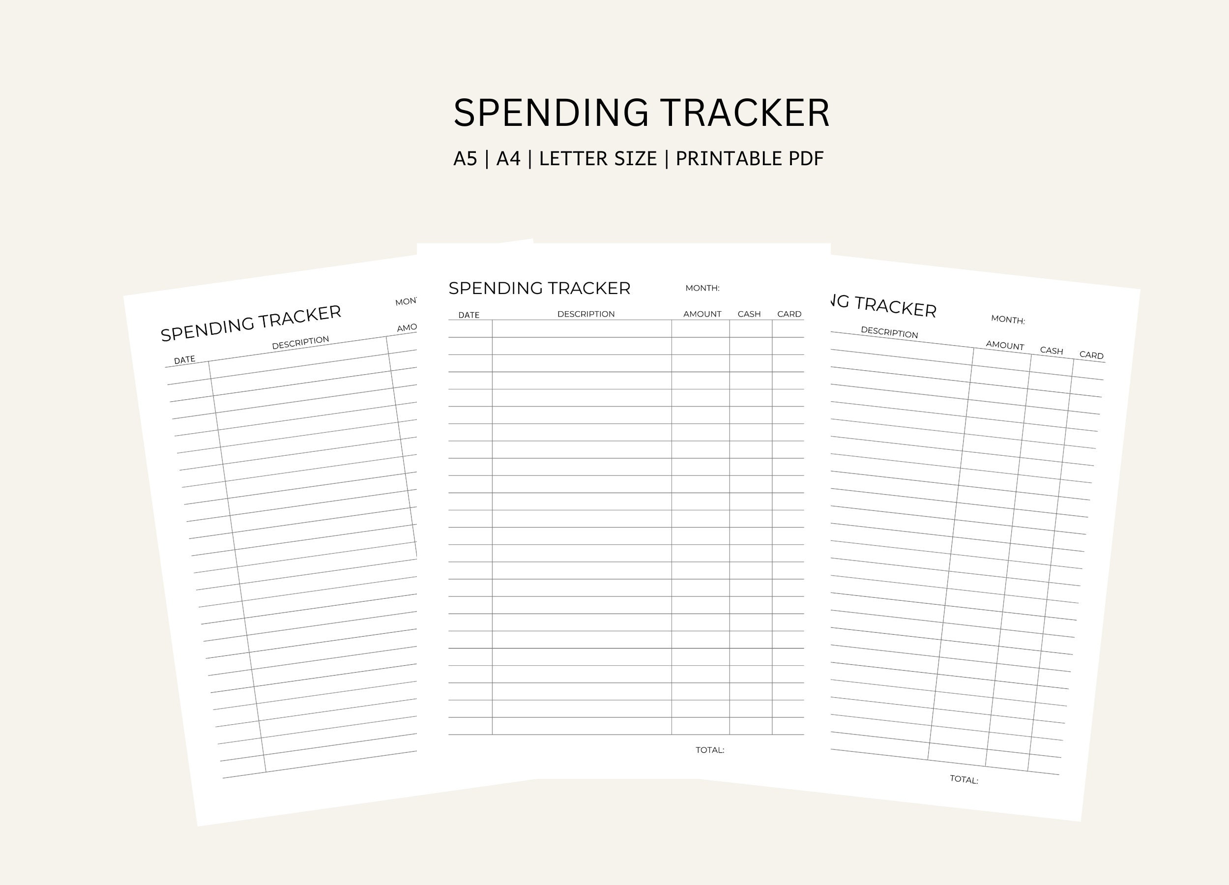 Spending Tracker Printable | Budget Tracker Template | Finance Overview ...