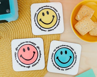 Smiley Face Coasters - Etsy UK