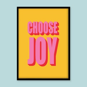 Choose Joy | Colourful Quote Print | A6/A5/A4/A3/A2/A1 | Living Room ...