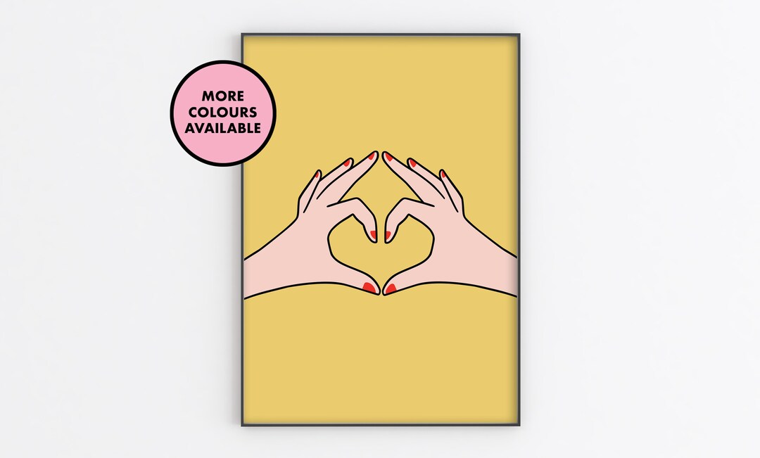 Love Hand Print Personalised Colour Print A6/A5/A4/A3/A2/A1 Colourful ...