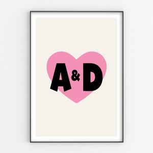 Personalised Couples Initials Print | Colour Options | A6/A5/A4/A3/A2 ...