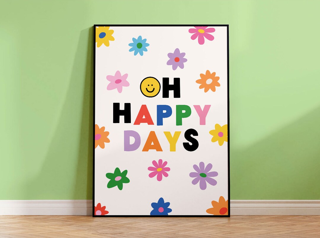 Oh Happy Days Colourful Floral Print A6/A5/A4/A3/A2/A1 - Etsy