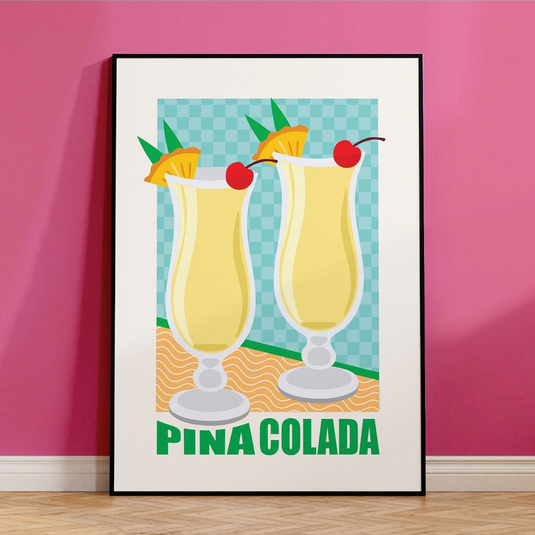 Pina Colada Colourful Cocktail Print A6/A5/A4/A3/A2/A1 Kitchen/dining ...