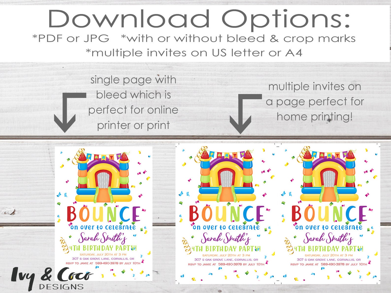 Bounce House Birthday Invitation, Bounce Party Invite, Jumping Birthday ...