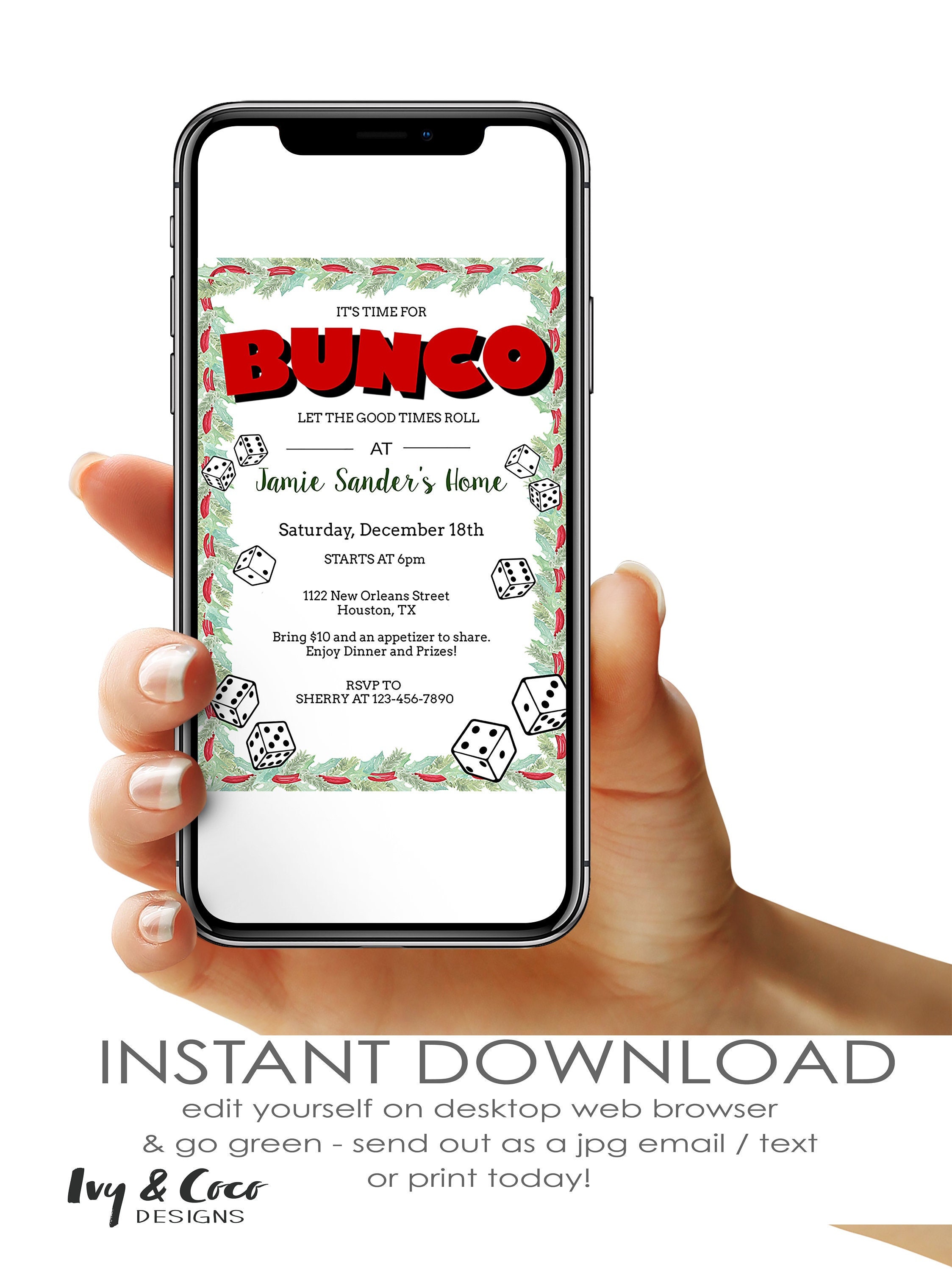 Holiday Bunco Party Invitation Christmas Printable Bunco - Etsy