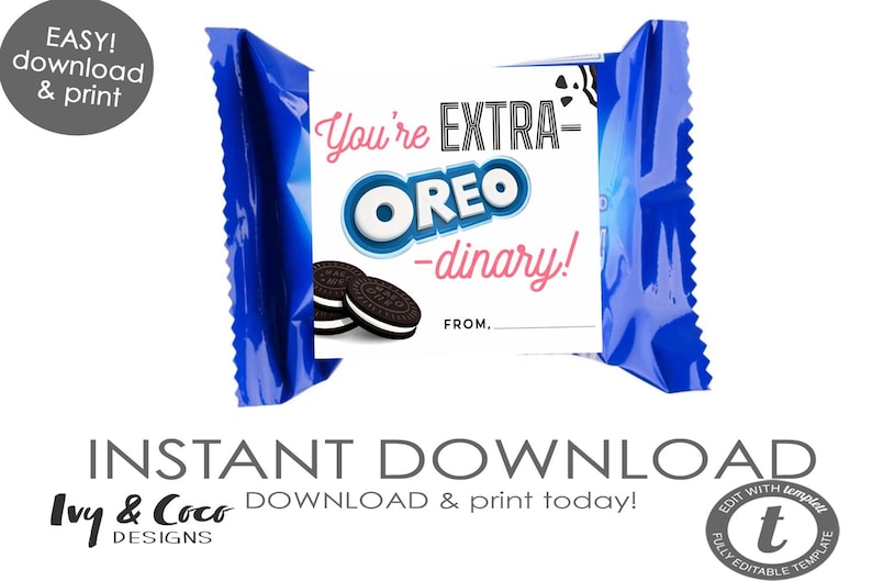 Printable for OREO Cookies, You're Extra- Oreo-dinary Download - Etsy