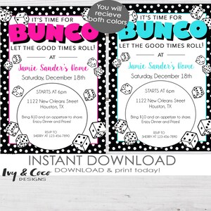 Bunco Party Invitation, Printable Bunco Invitation, | Template, C243 ...