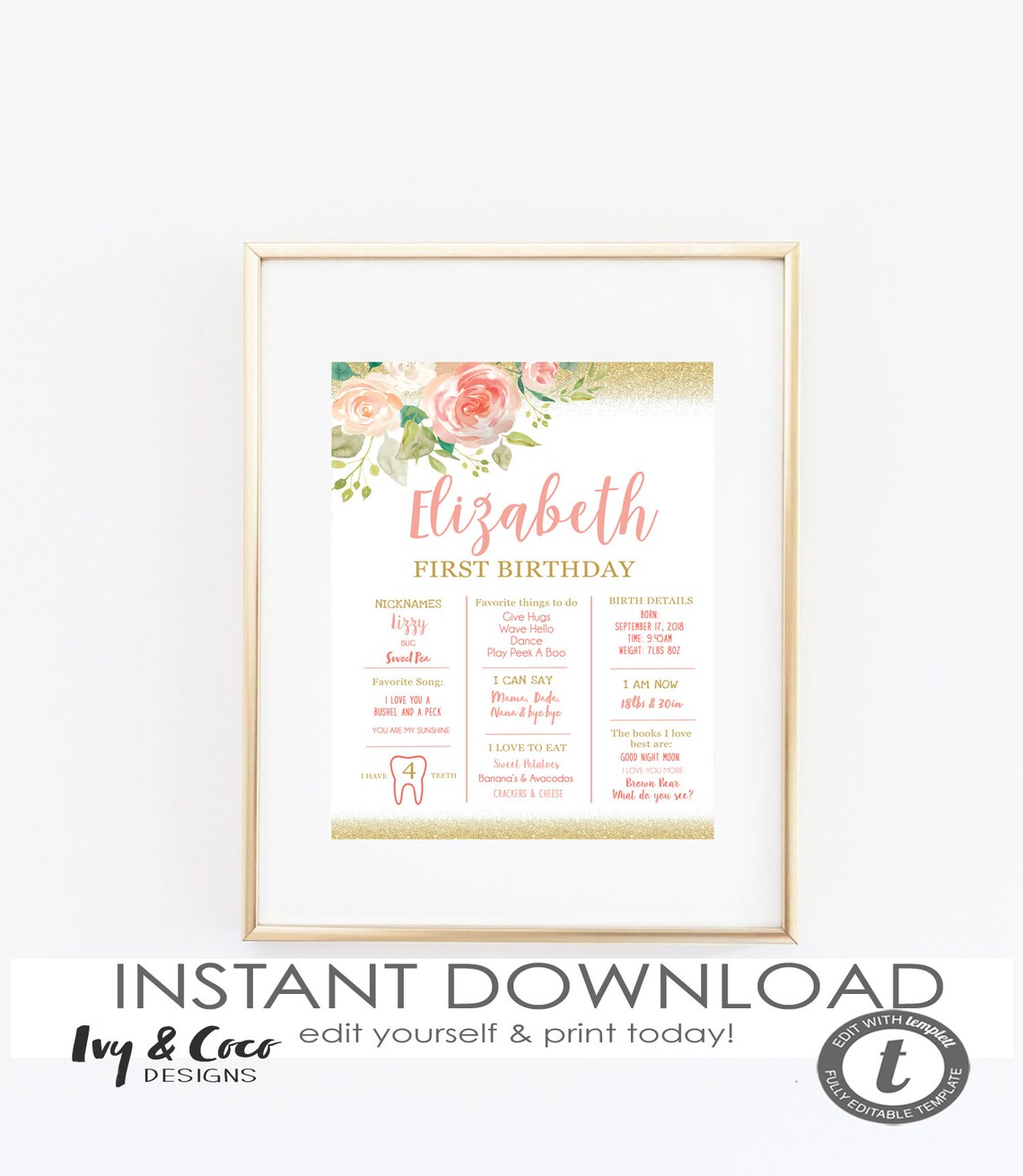 EDITABLE Milestone Birthday Welcome Sign | Editable Template ...