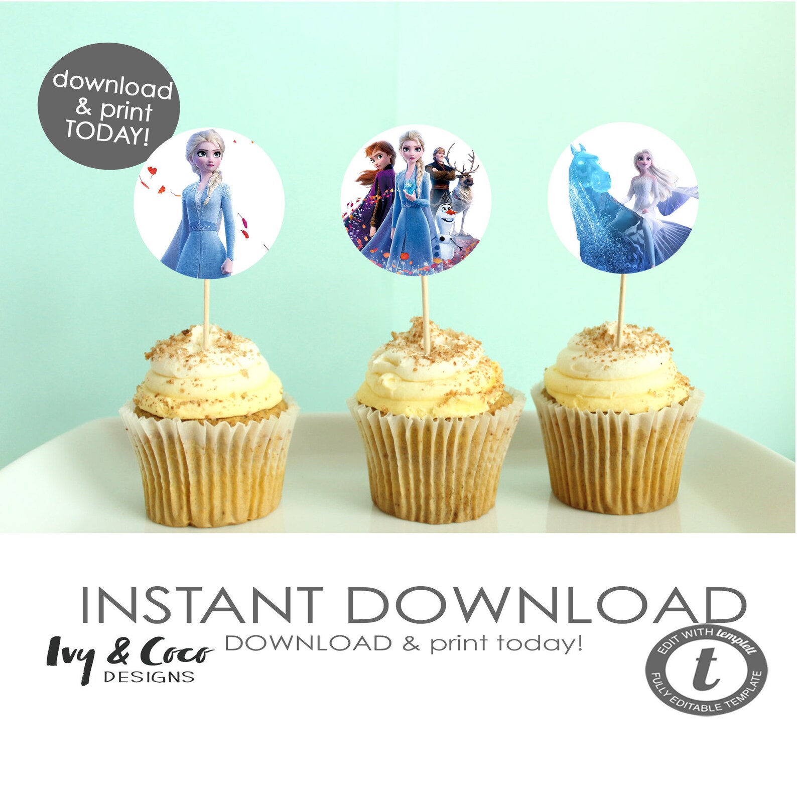 Frozen 2 Cupcake Topper Printable Instant Download Cupcake - Etsy