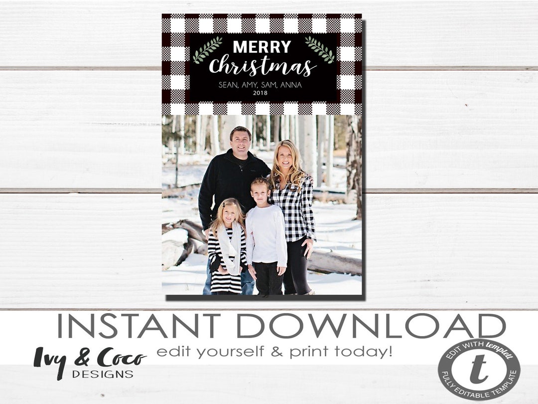 Buffalo Check Christmas Card - Buffalo Plaid Christmas Card - Photo ...
